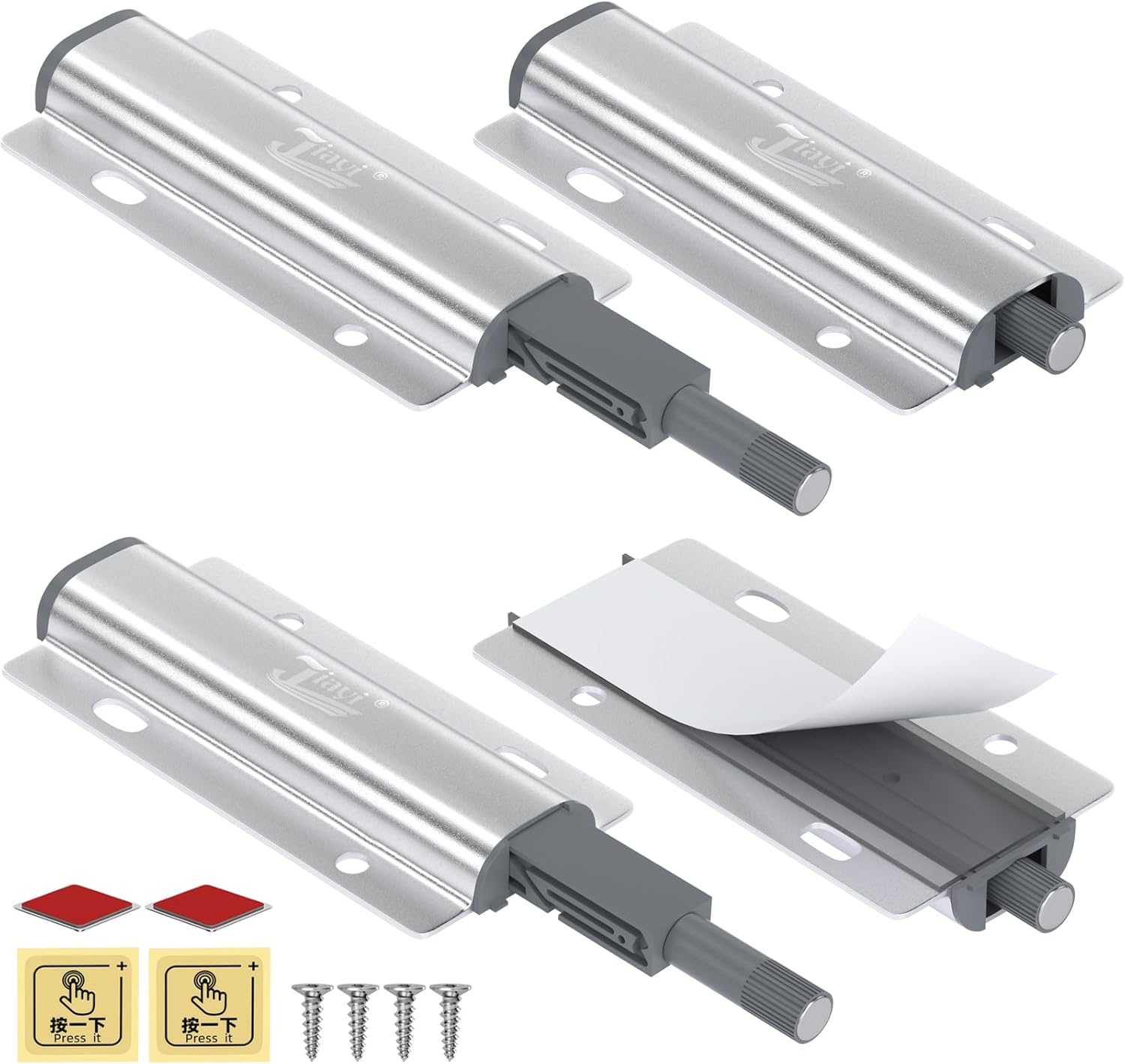 Magnetic Push Latches Jiayi 4 Pack Heavy Duty Touch Latch Cabinet Push ...