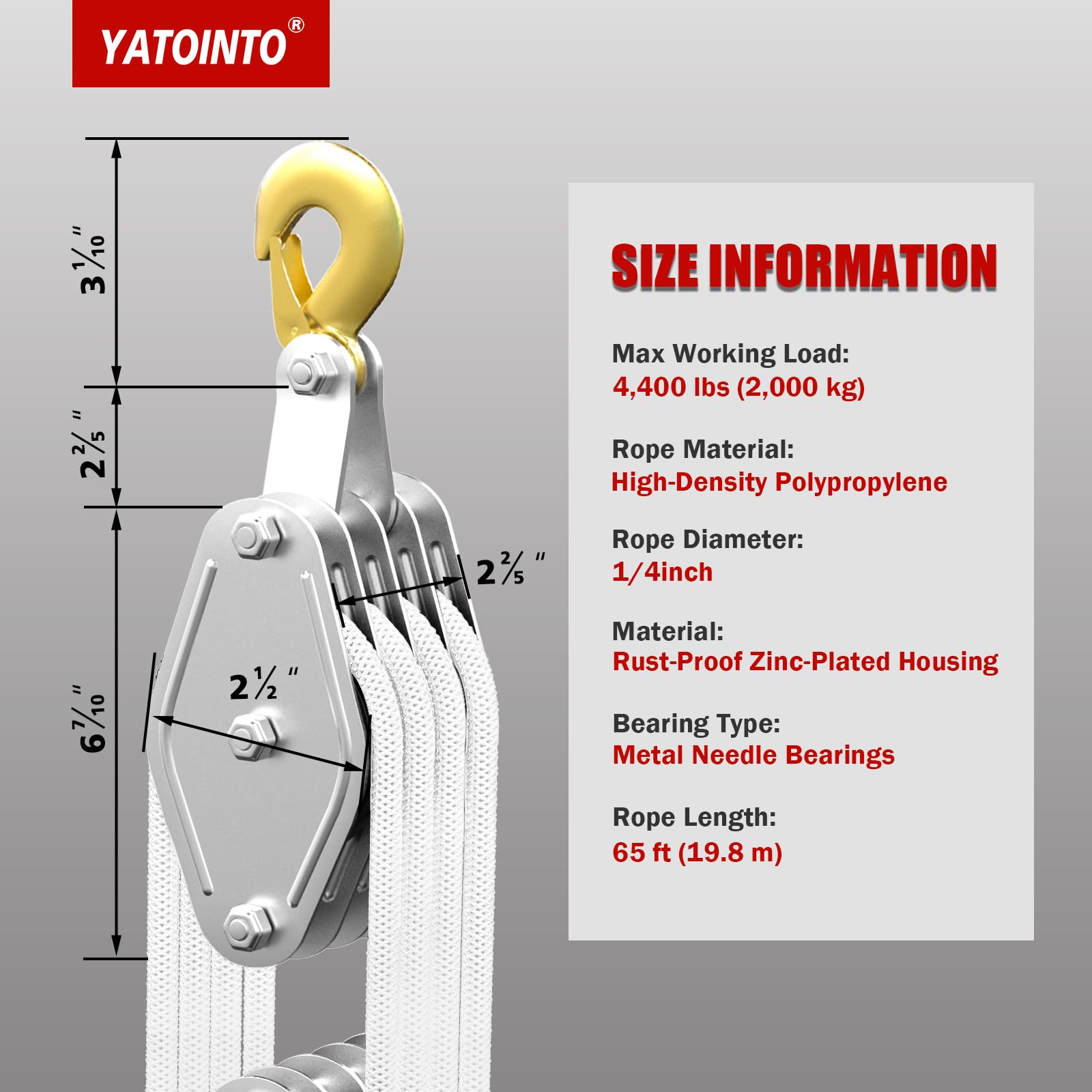 Snapklik.com : YATOINTO Rope Pulley Hoist