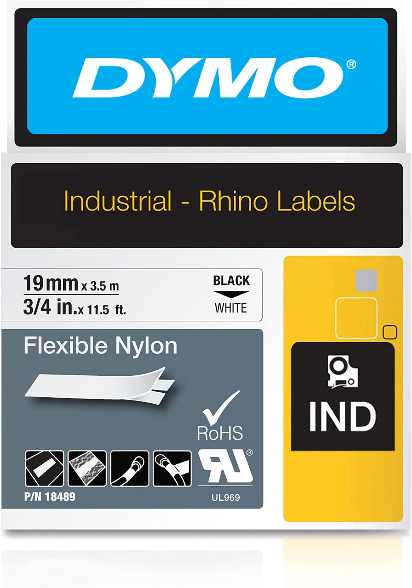 Amazon.com: DYMO 18445 Rhino Permanent Vinyl Industrial Label Tape, 3/4 ...