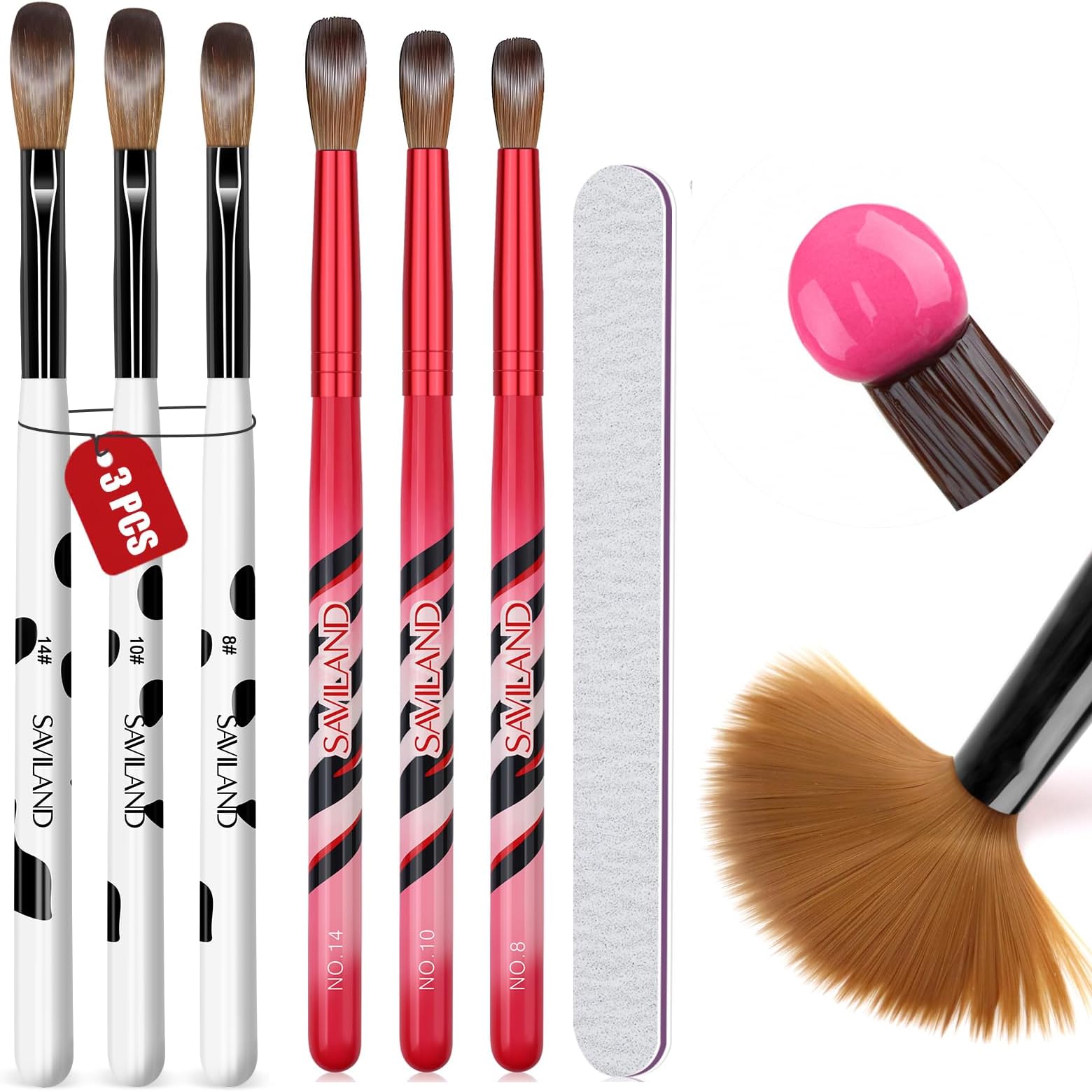 Amazon.com: Saviland 6PCS Acrylic Nail Brush Kit with Size 8/10/14 ...