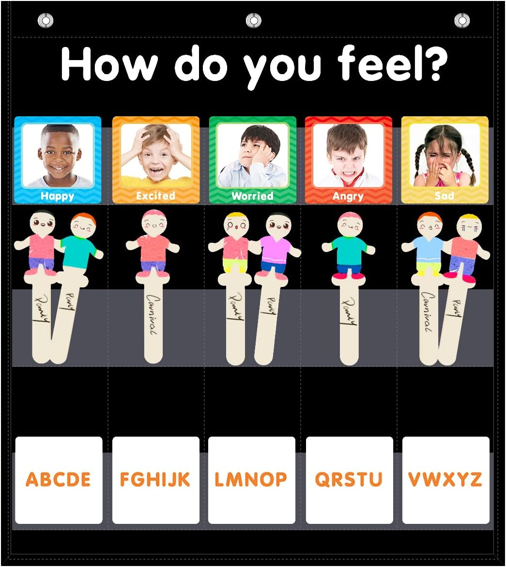 Amazon.com: Express Your Feelings Pocket Chart with 36 Cards, Emotions ...