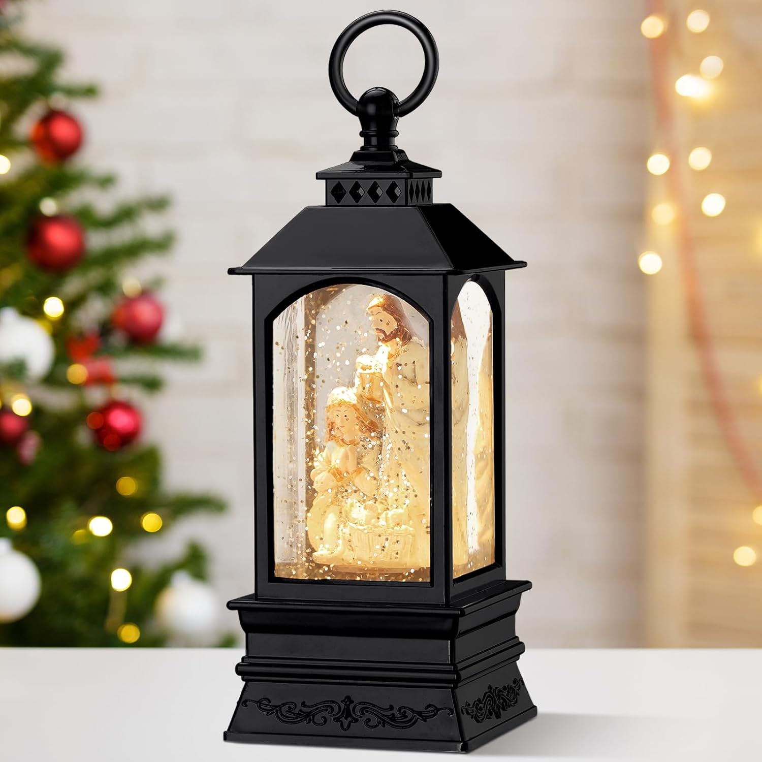 Amazon.com: Leinuosen Christmas Nativity Snow Globe Glitter Lighted ...