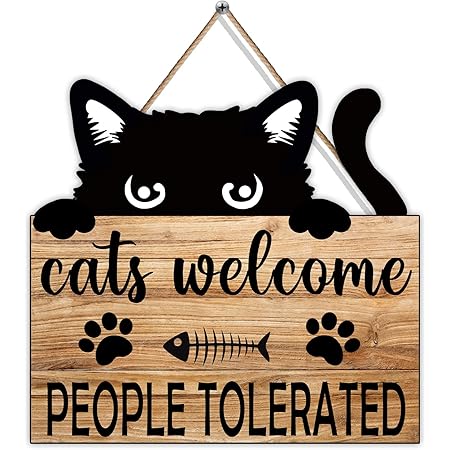 Amazon.com : Cute Cats Welcome Sign, Funny People Tolerated Kitty ...