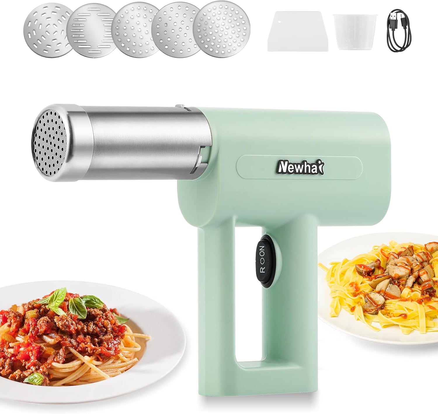 Amazon.com: Newhai Handheld Portable Pasta Maker 5-in-1 Cordless Pasta ...
