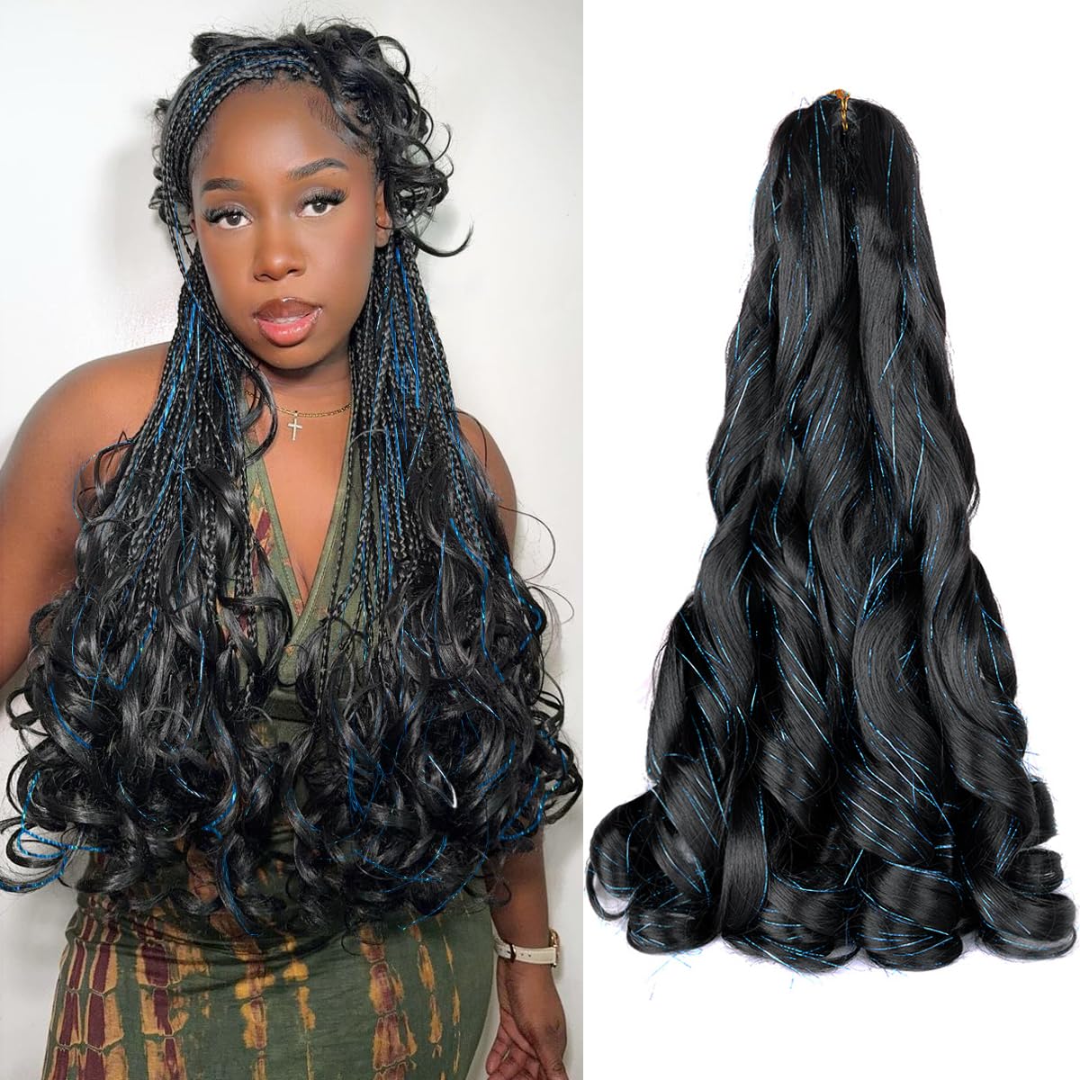 Amazon.com : French Curly Braiding Hair 24 Inch Loose Wavy 8 Packs ...