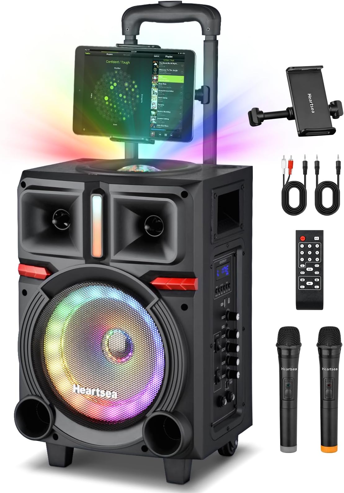 Amazon.com: HEARTSEA Karaoke Machine with 2 Wireless Microphones for ...