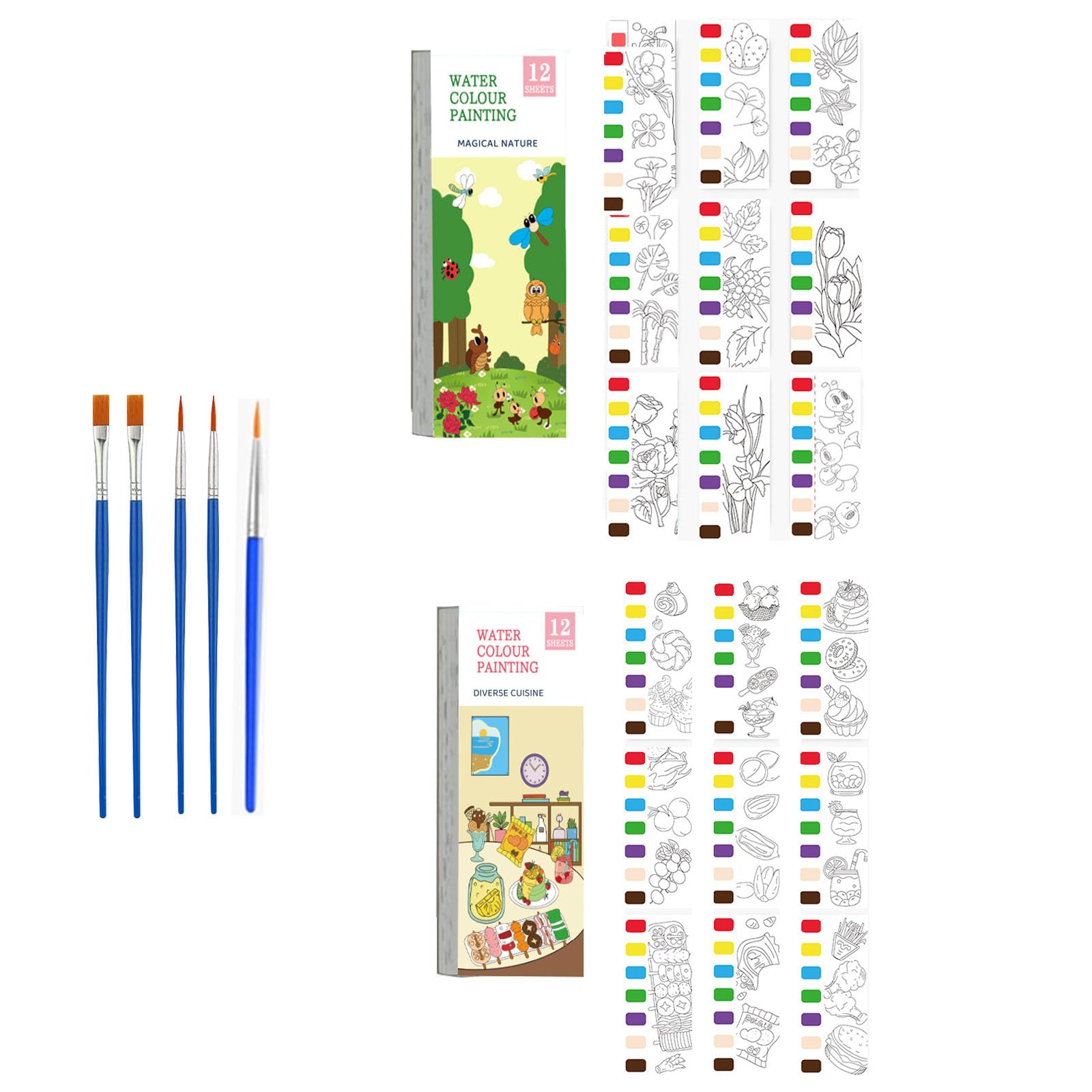 Mini Travel Watercolor Workbook Art Set With Brush Pages Mini ...