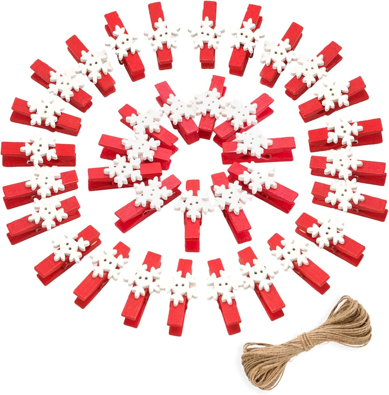 Amazon.com: jijAcraft 50 Pcs Christmas Clips Red Snowflake Christmas ...