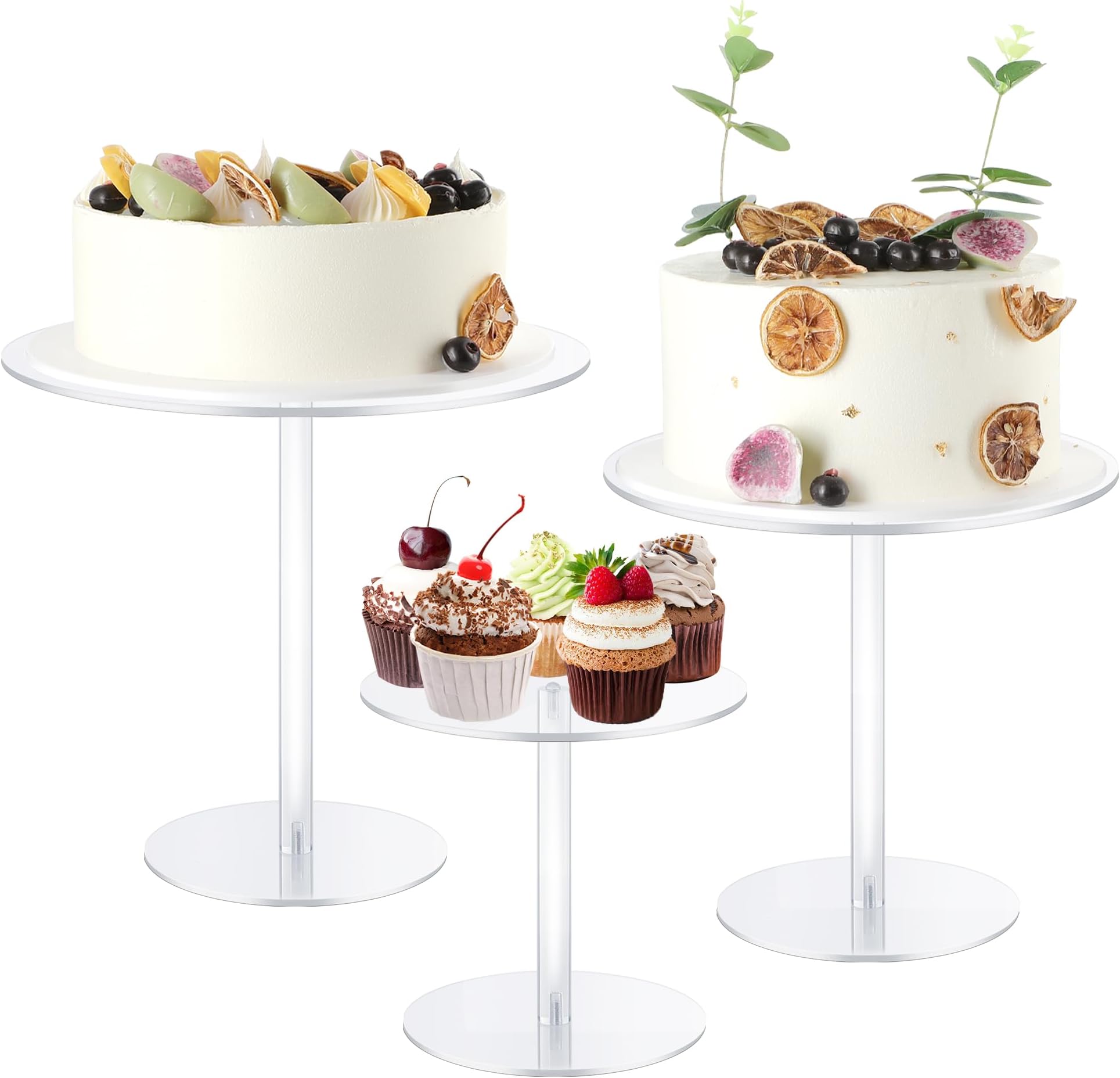 Amazon.com: 3 PCS Acrylic Cake Stand Set, Round Tall Cake Stand ...