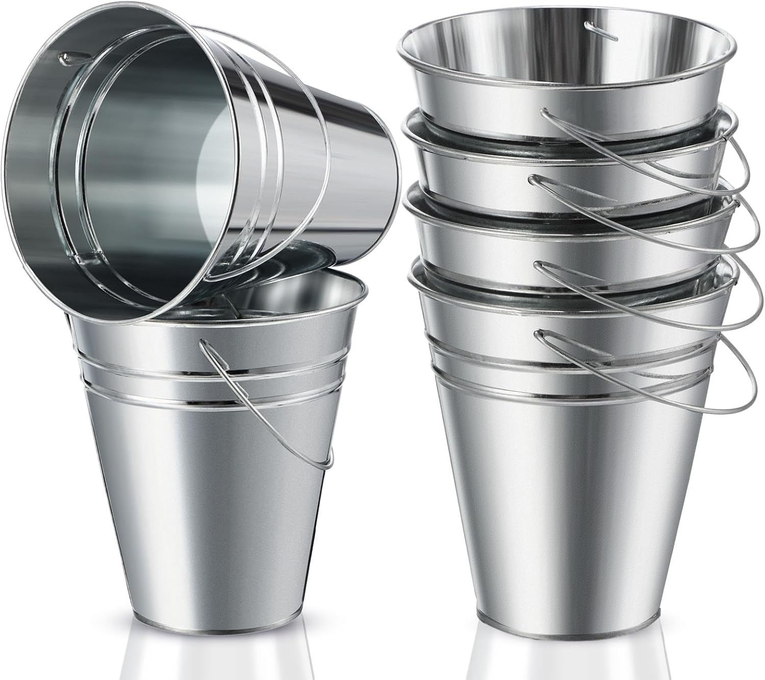 Amazon.com: Sadnyy 6 Pack Metal Galvanized Bucket with Handle 5" Metal ...