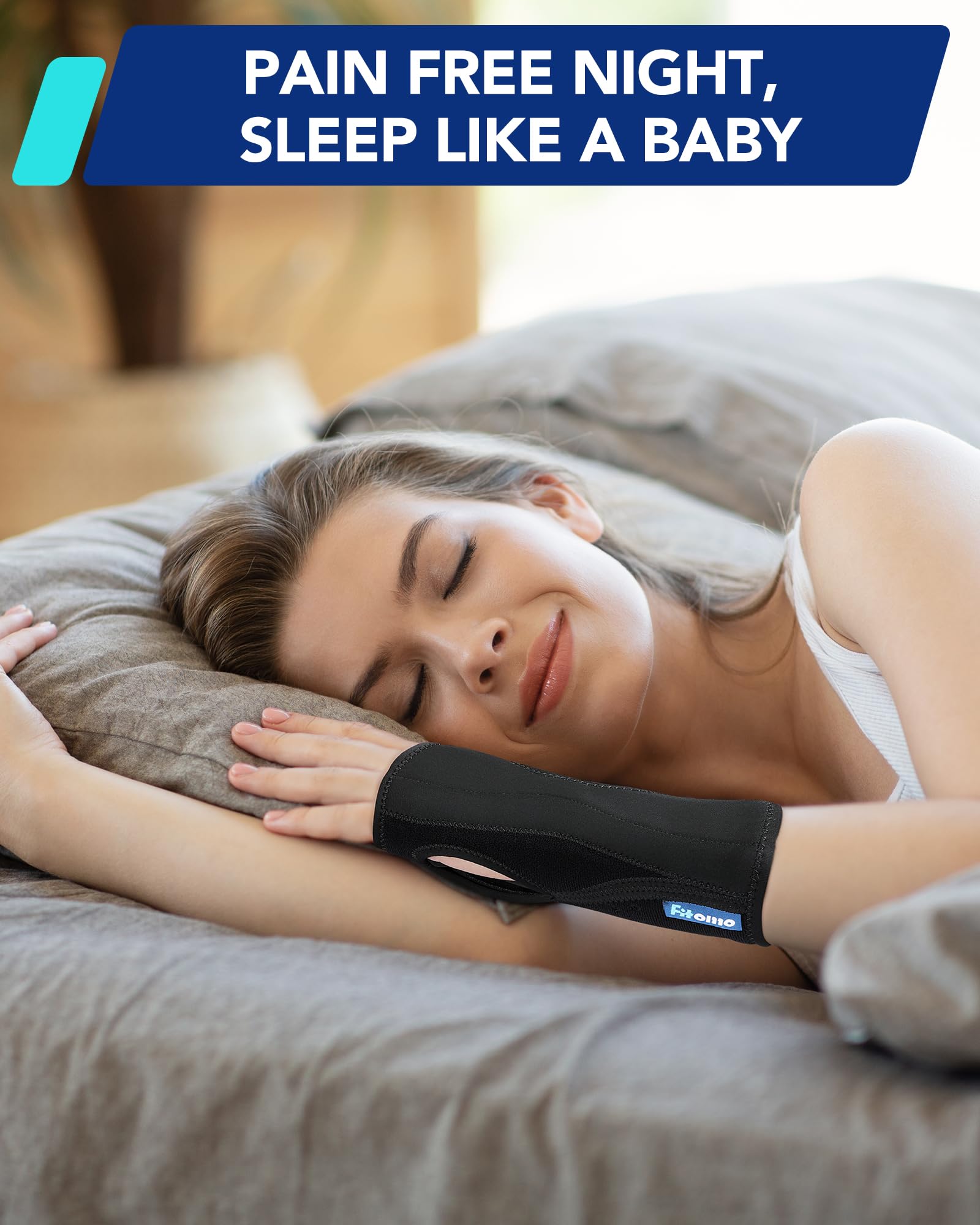 Fitomo Wrist Support with Splints and Removable Resting Pad, Adjustable Carpal Tunnel Wrist ...