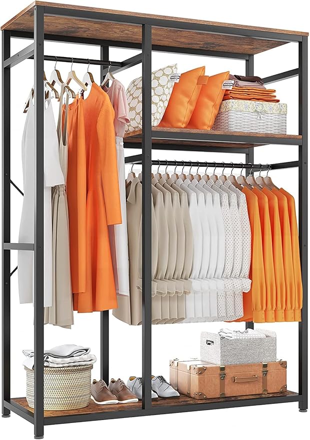 Amazon.com: REIBII Clothing Racks for Hanging Clothes, Heavy Duty ...