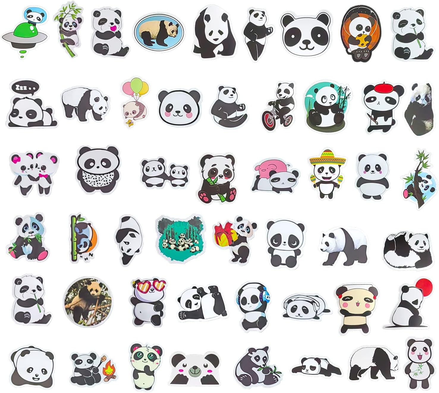 CHEERYMAGIC Panda Stickers, Panda Decals, 50Pcs Cartoon Panda Stickers ...