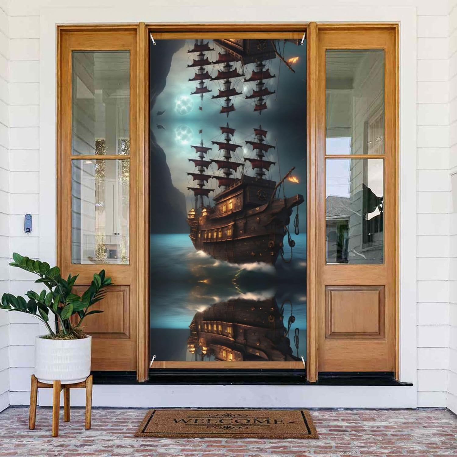 Amazon.com: Fantasy Pirate Ship Print Door Porch Cover,Door Banner ...