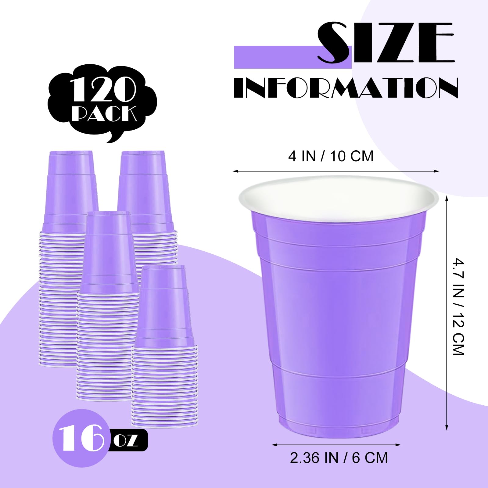 Snapklik.com : Cssopenss 120 Pcs Purple Plastic Cups 16 Oz Purple Party ...