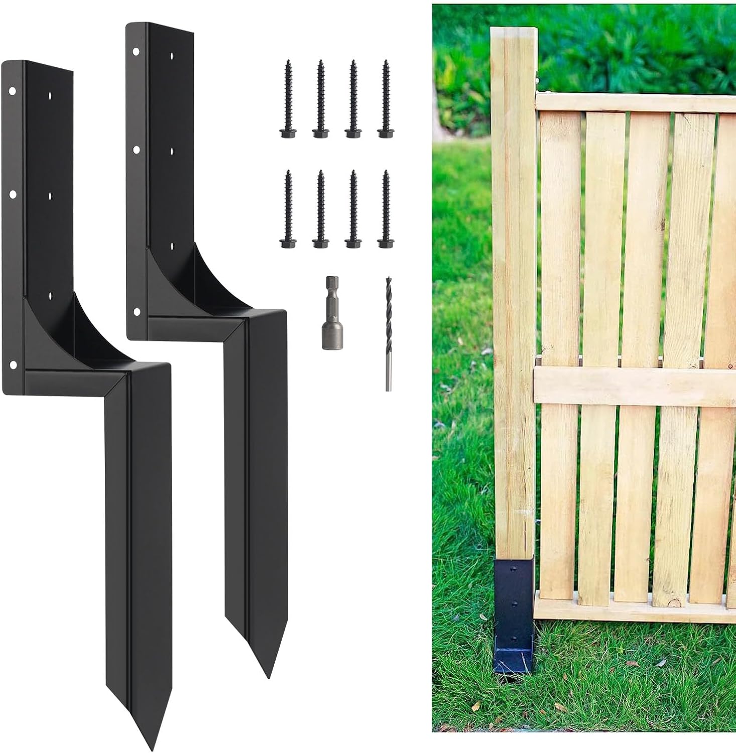 Amazon.com : MOVATEK 2 Pack Fence Post Repair Kit, Fence Post Anchor ...