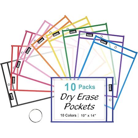 Amazon.com : Learning Resources Write and Wipe Pockets, 5 Colorful ...