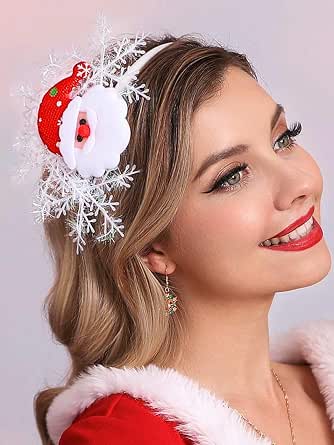 Amazon.com: Catery Santa Headband Christmas Snowflake Headband Holiday ...