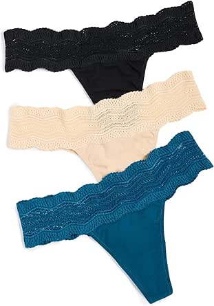 Amazon.com: Cosabella Women's Dolce Thong 3 Pack, Black/Mirtello/Blush ...