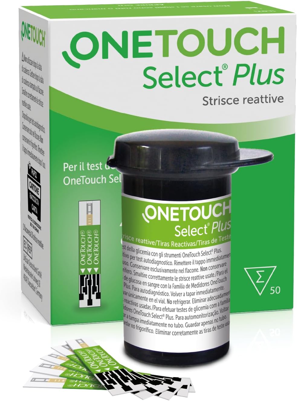 OneTouch Select® Plus Tiras de prueba de glucosa para 50 pruebas de glucosa en sangre I 1 ...