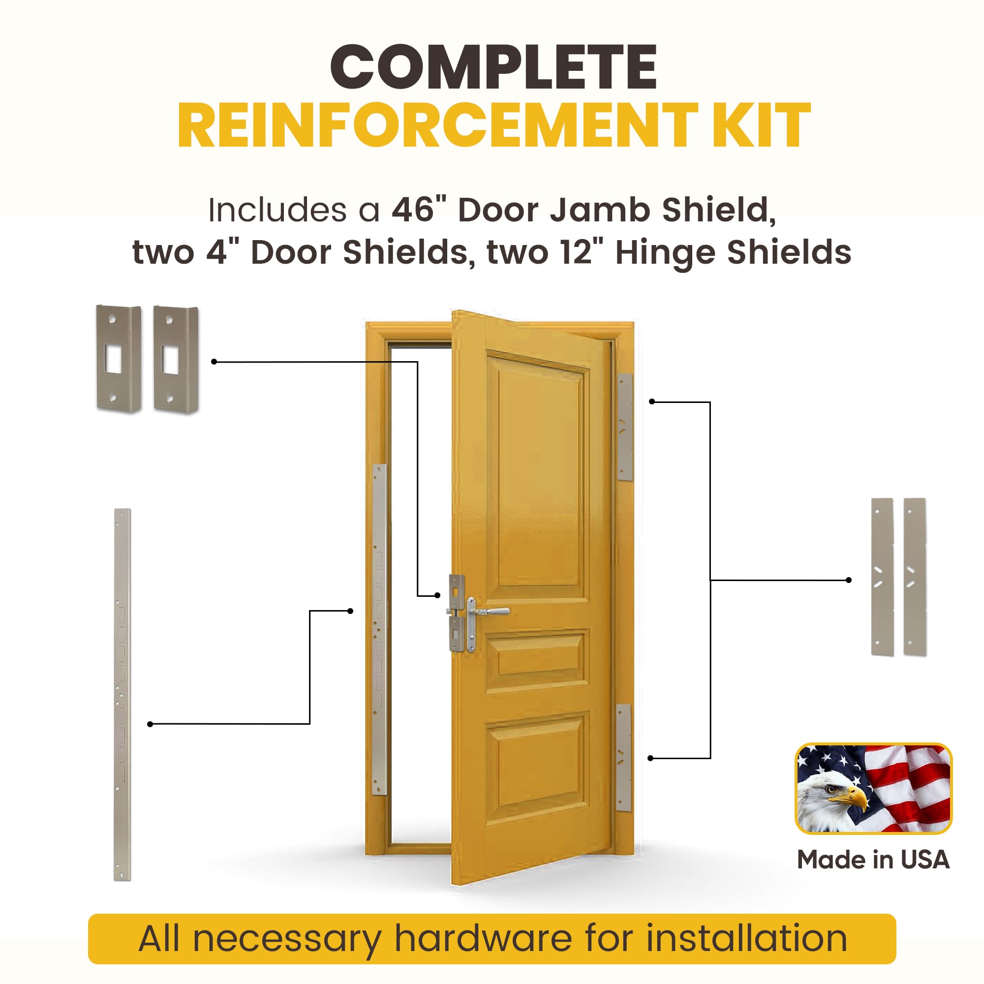 Jamb Security Door Armor Single Door Security Kit Sidelight Security