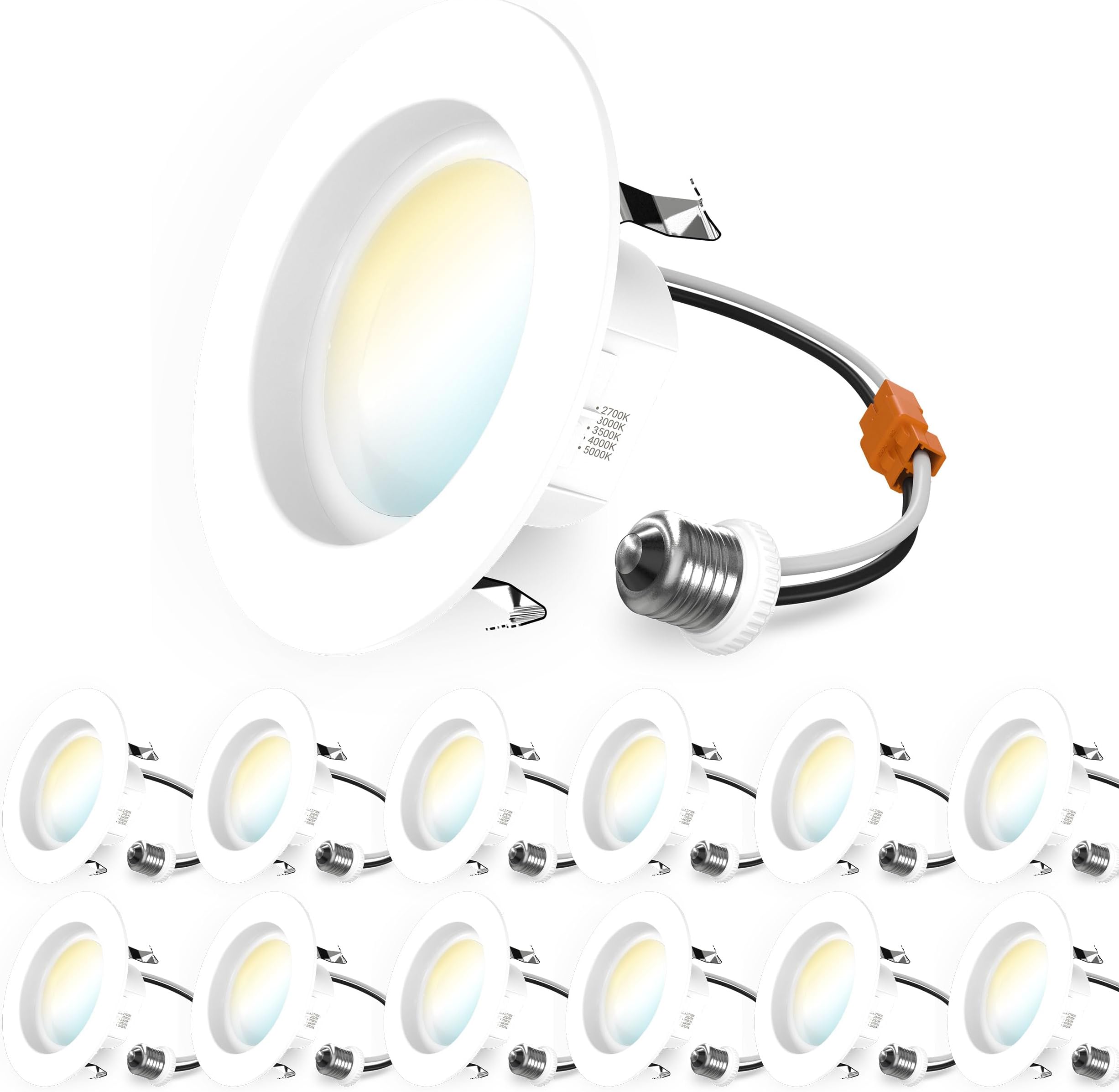 3-Inch LED Recessed Downlight, Dimmable, 7W=50W, 560 LM, E26 Base, CCT ...