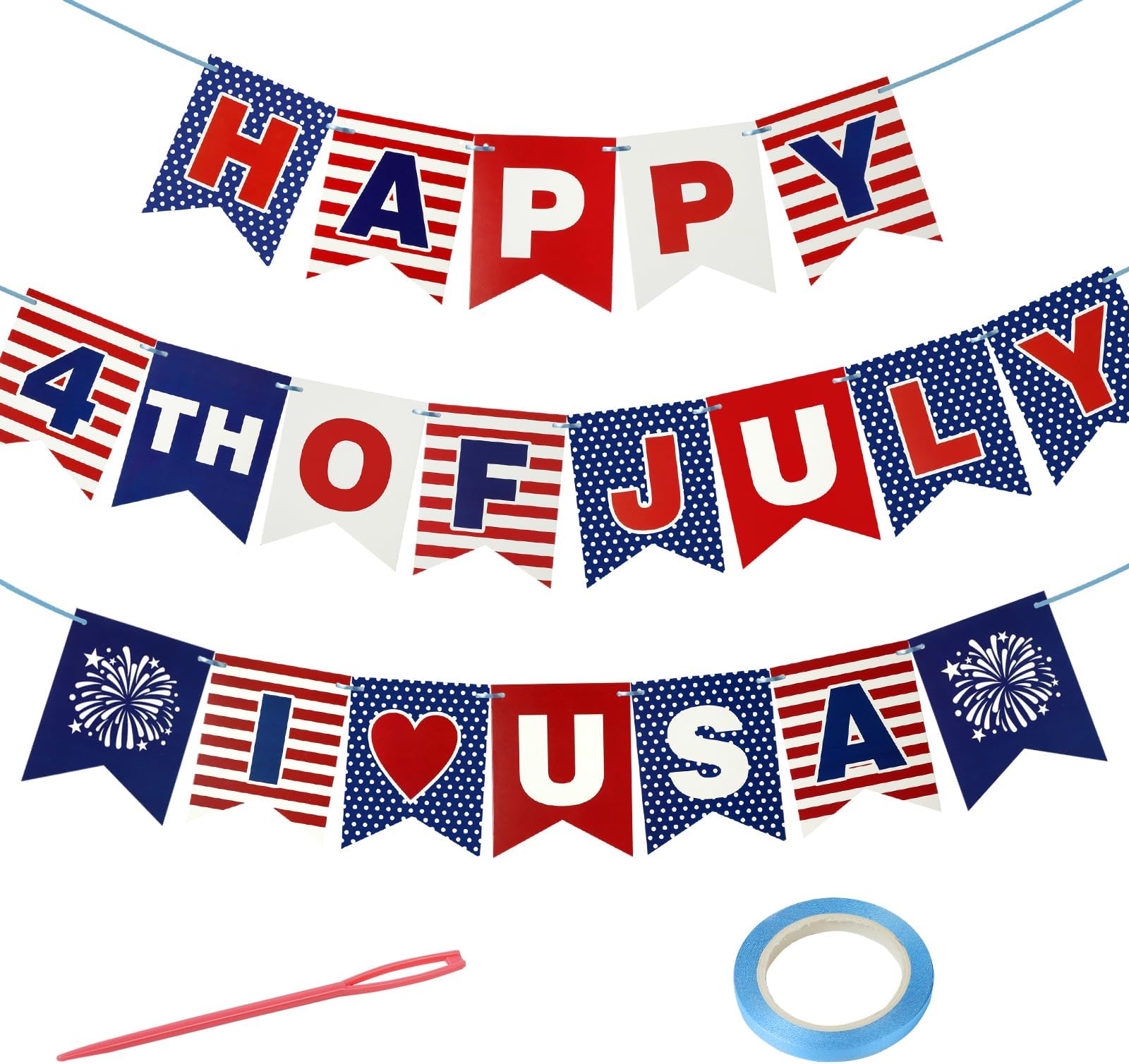 Amazon.com: Zienlay 4th of July Banner, Party In The USA Fourth of July ...