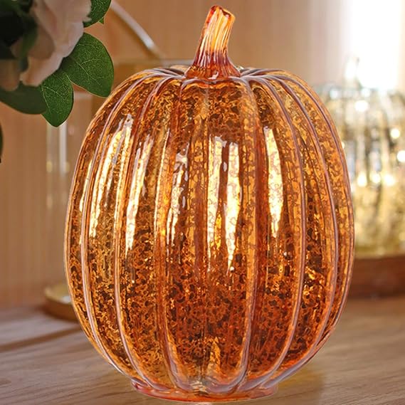 Beaupretty LED Pumpkin Light, Glass Battery Operated Pumpkin Lamp for ...