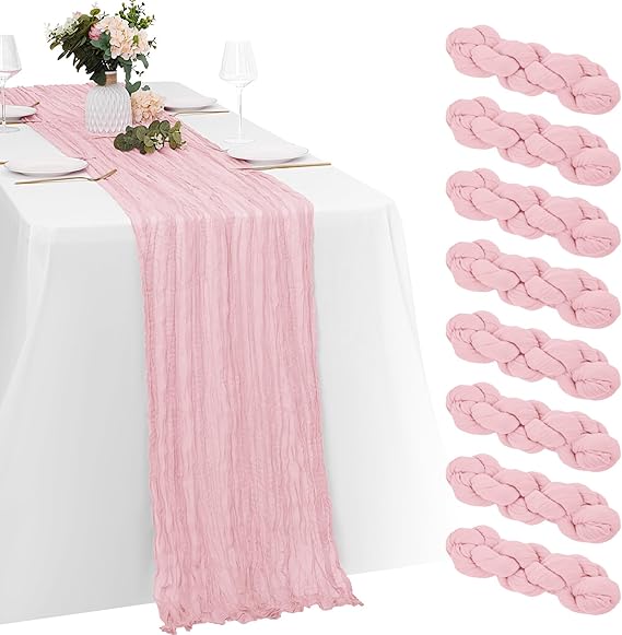 Amazon.com: 8 Pack Light Pink Cheesecloth Table Runners 20x120 Inch ...