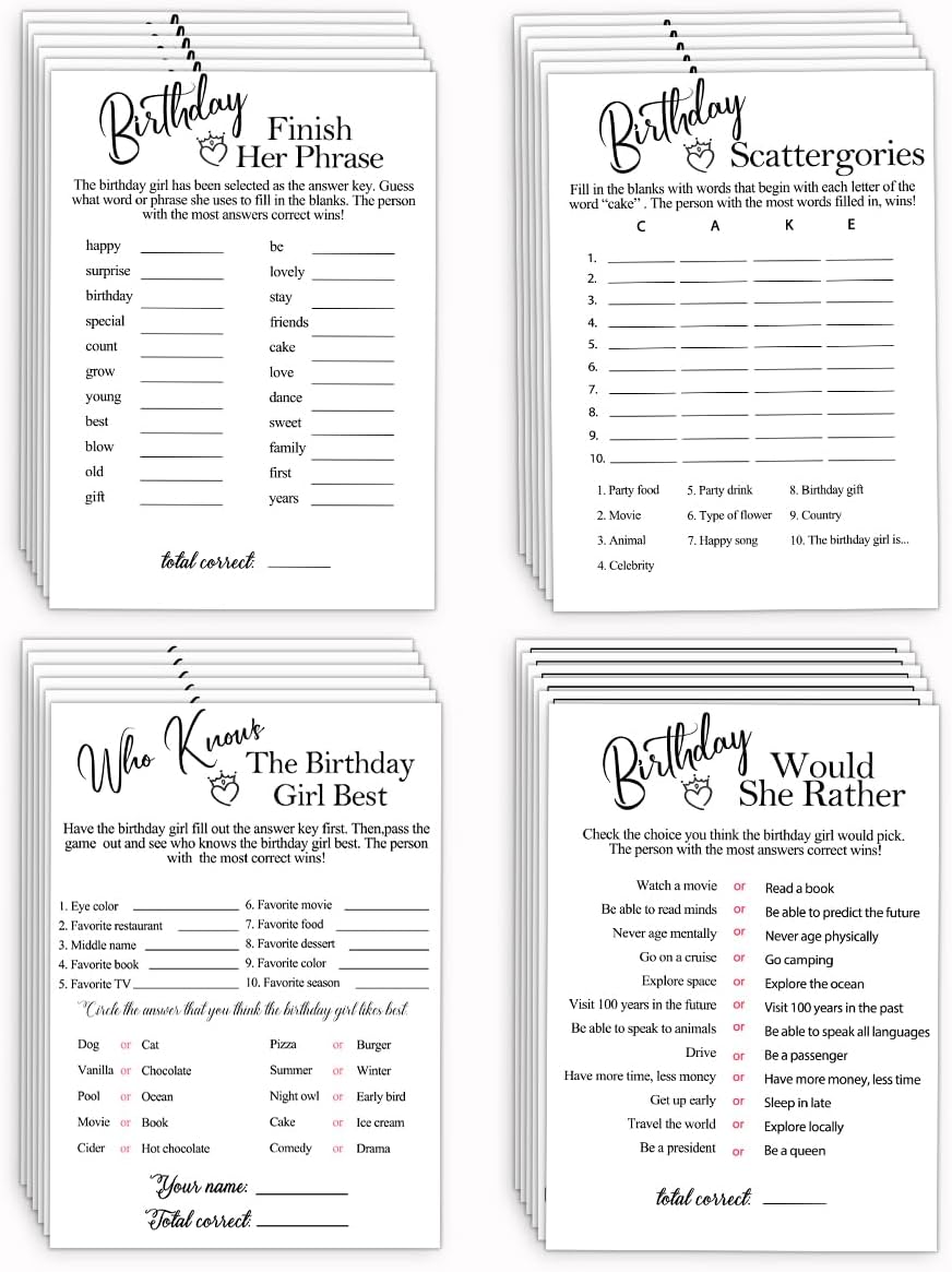 Amazon.com: Guawubiang Birthday Party Game Cards, Birthday Games Card ...