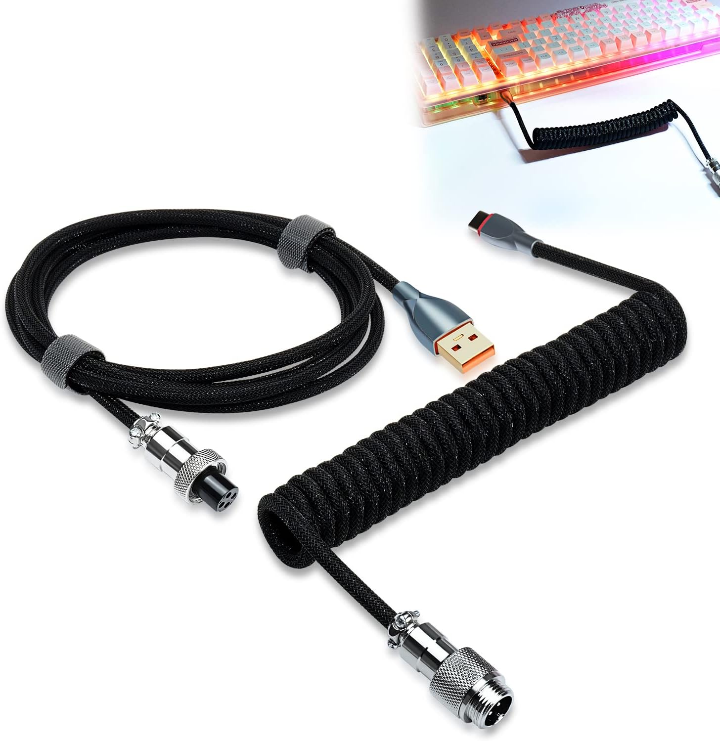 UCINNOVATE Coiled Keyboard Cable, Pro Custom Coiled USB C Cable for ...