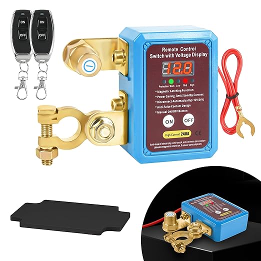 Amazon.com: Remote Battery Disconnect Switch 12V 240A with Led Voltage ...