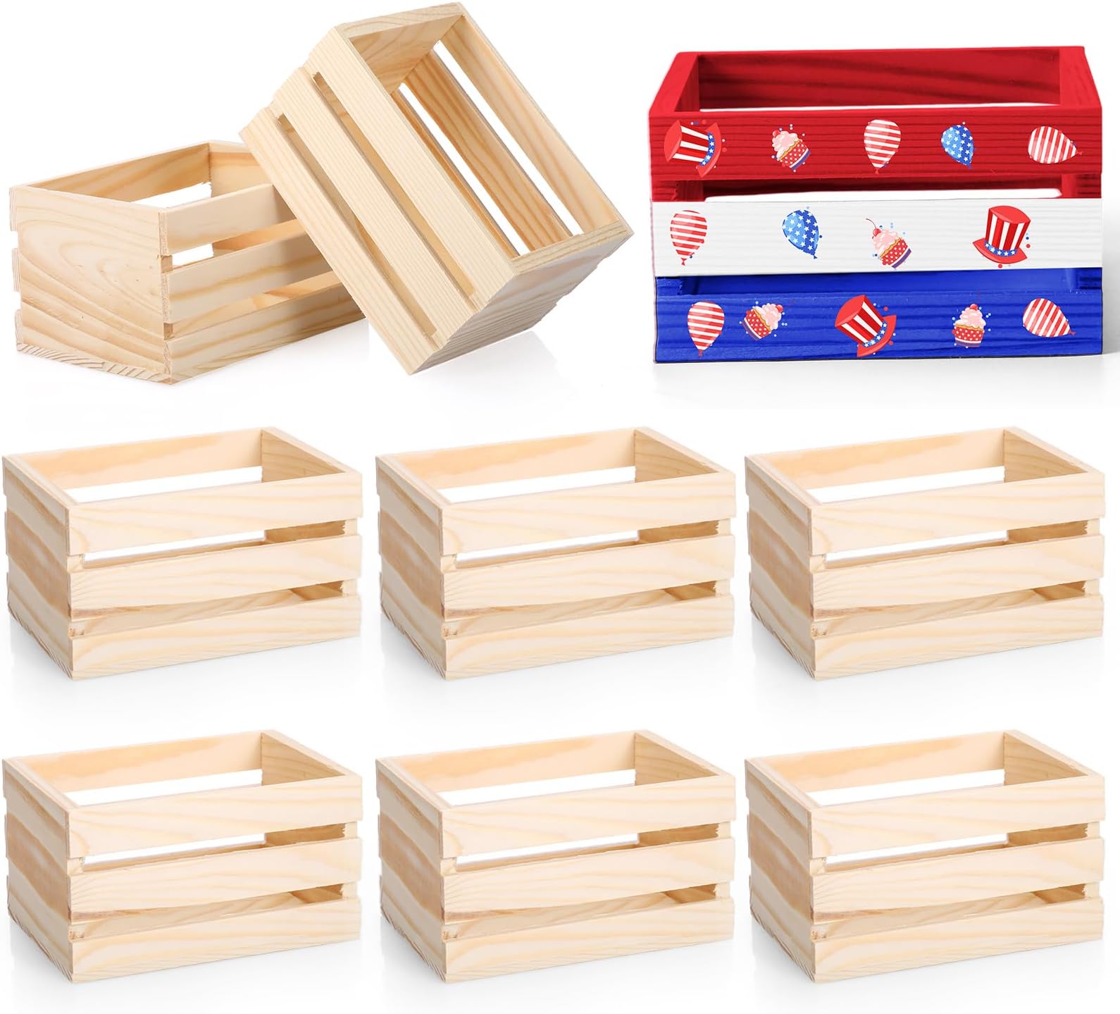 Amazon.com: Set of 3 Wooden Pallet Crates Nesting Unfinished Wood Trays ...