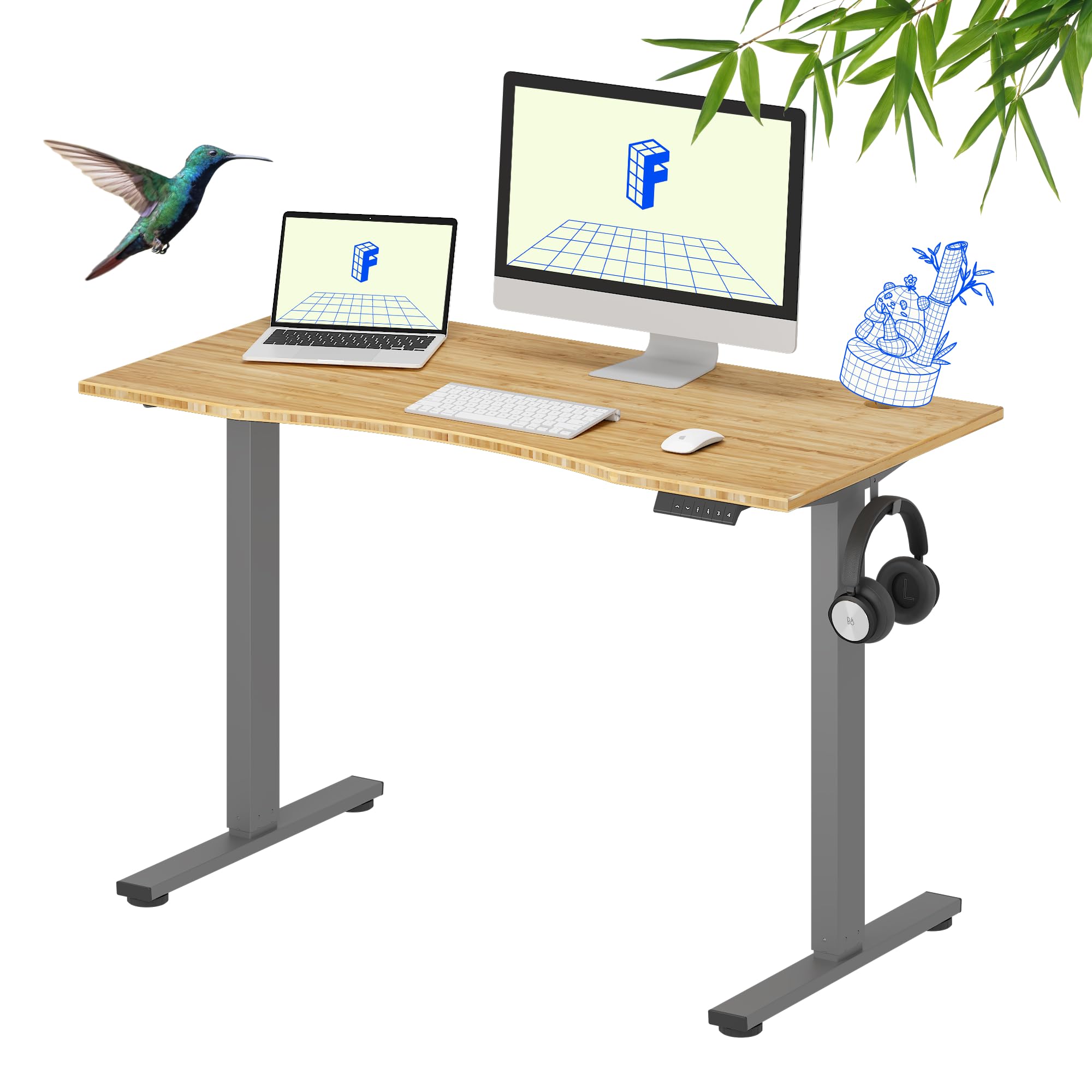 Amazon.com: FLEXISPOT EN1 Bamboo Standing Desk, 48 x 24 Inches Whole ...
