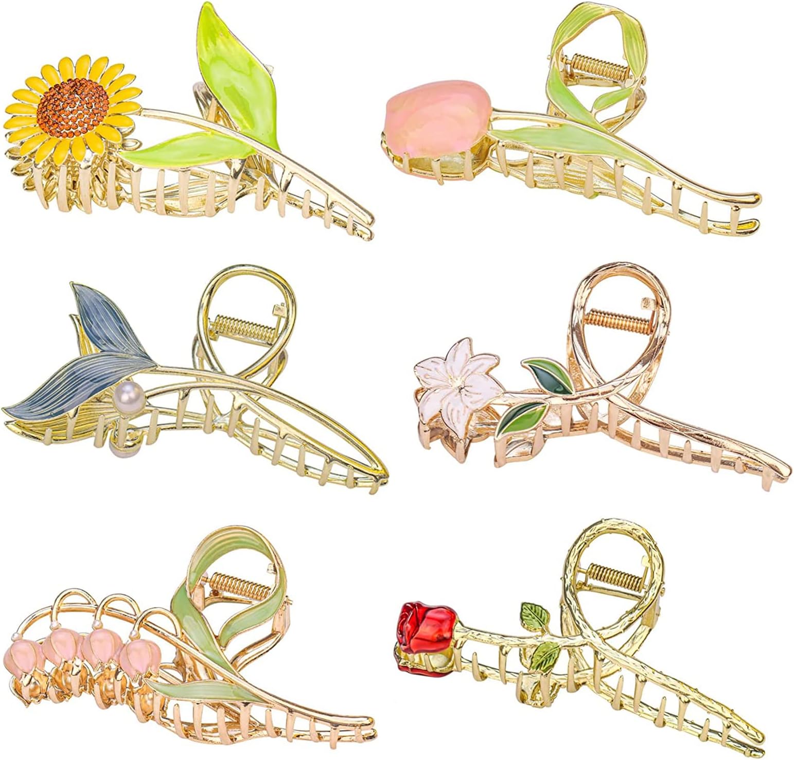 Amazon.com: Flower Metal Hair Claw Clips Large Lily Gold Hair Claw Hair ...
