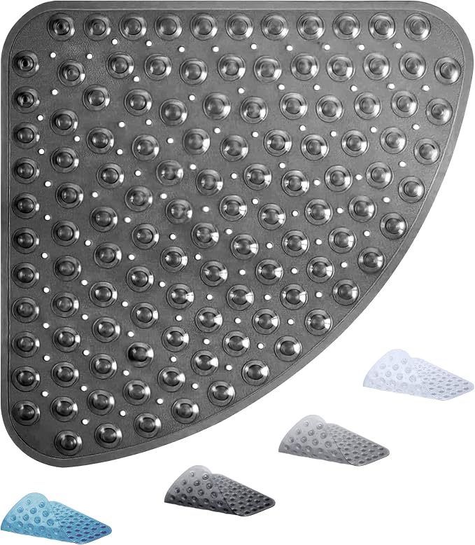 ADOV Corner Shower Mat, 54x54cm Curved Non Slip Anti-Mould Bath Mat ...