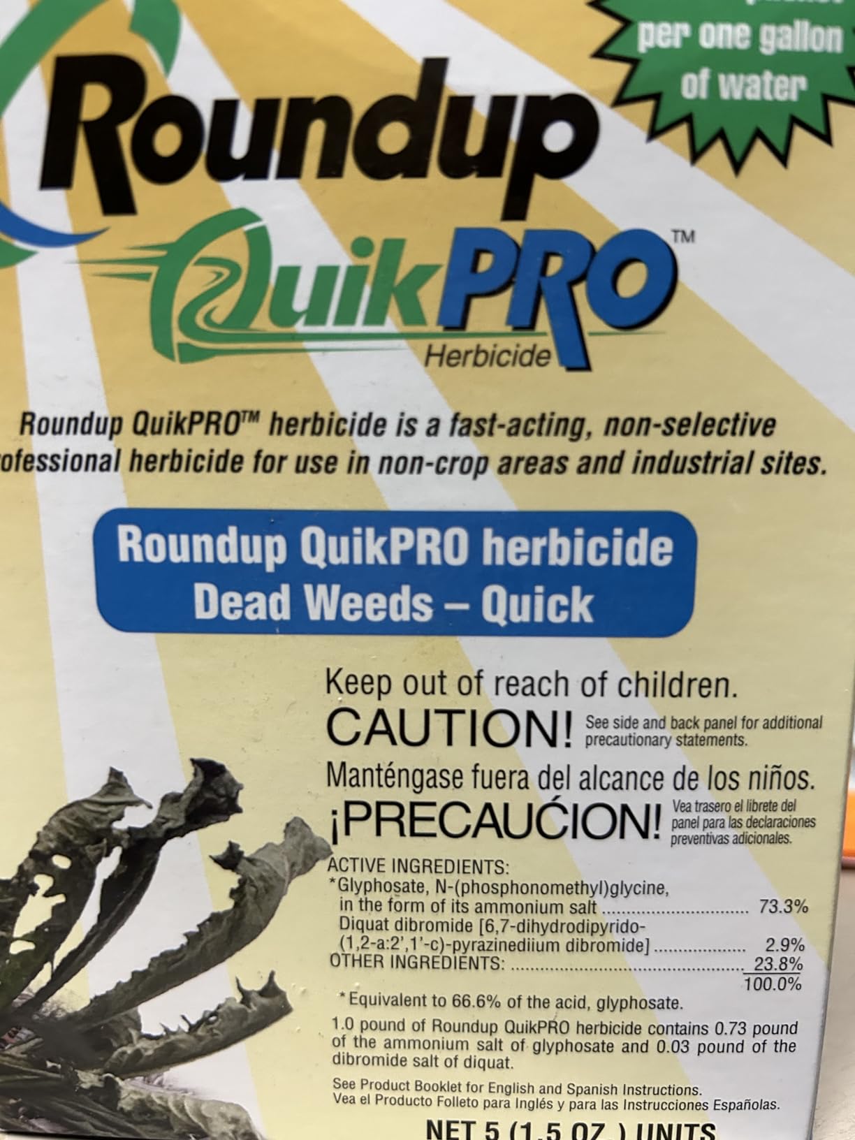 Amazon.com : Roundup Quick Pro 1 box Makes 5 Gallons-1 Box : Weed ...