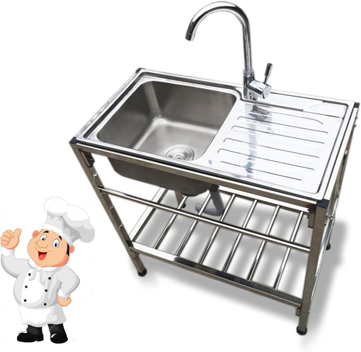 Amazon.com: Free-Standing Stainless Steel Utility Sink,Movable Single ...