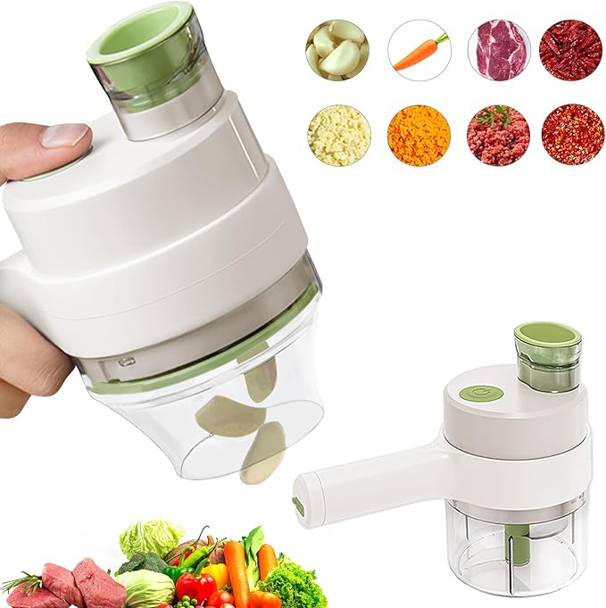 Amazon.com: Electric Handheld Vegetable Chopper 4 in1 Food Chopper USB ...