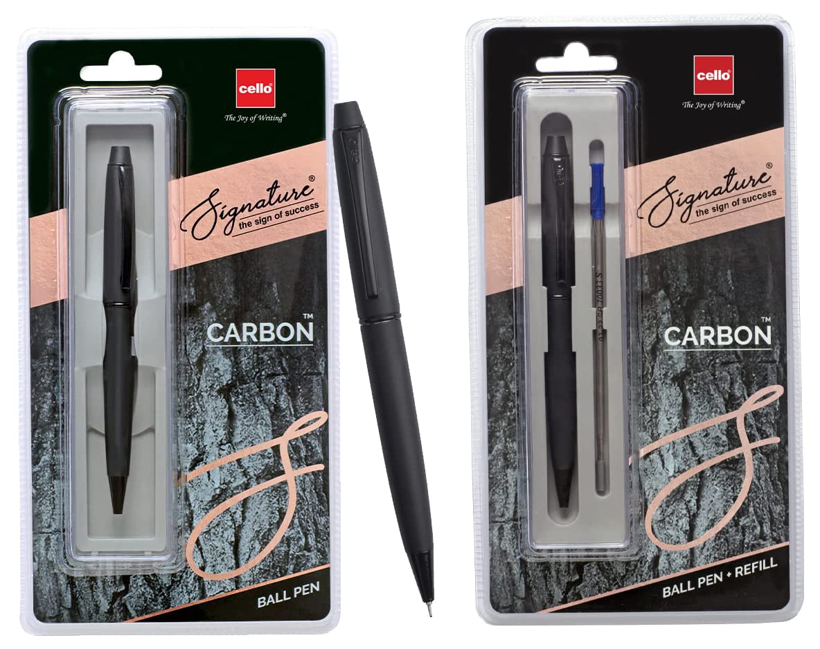 Cello Signature Carbon + Refill Pack & Cello Signature Carbon Ball Pen ...