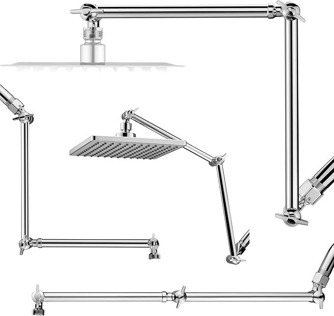 16 inch Dual Extension Extra Long Adjustable Shower Head Extension Arm ...