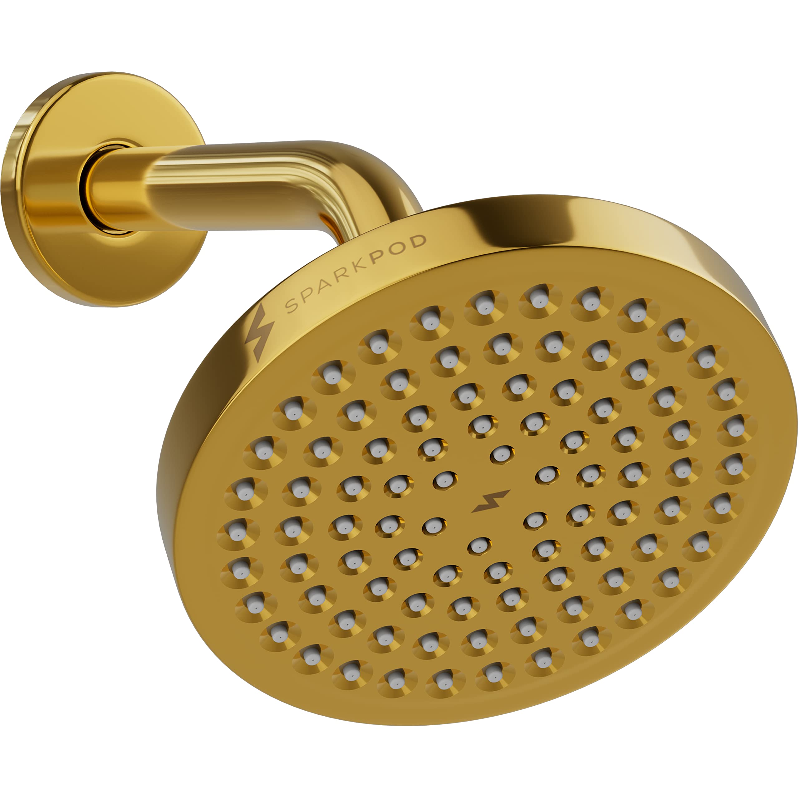 SparkPod 6" Rain Shower Head with 6" Shower Arm with Flange in Egyptian ...