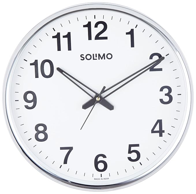 Buy Amazon Brand - Solimo Round Office Analog Wall Clock | Silent Sweep ...