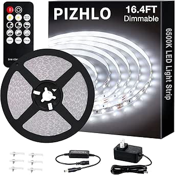 Amazon.com: White LED Strip Lights, Upgraded 16.4ft Dimmable Light ...