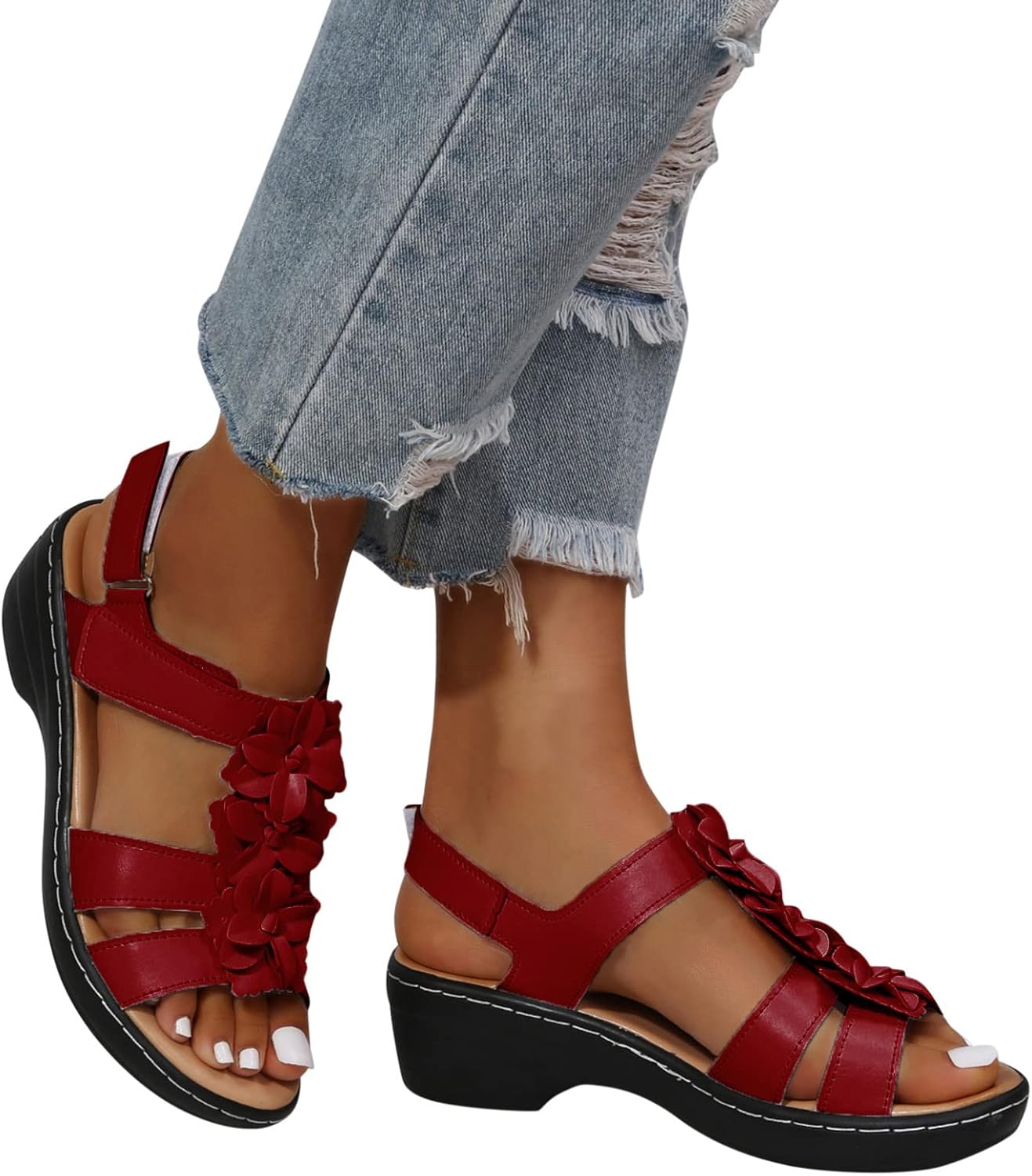 Womens Sandals Casual,Flat Orthopedic Sandals Arch Support Sandals Non ...