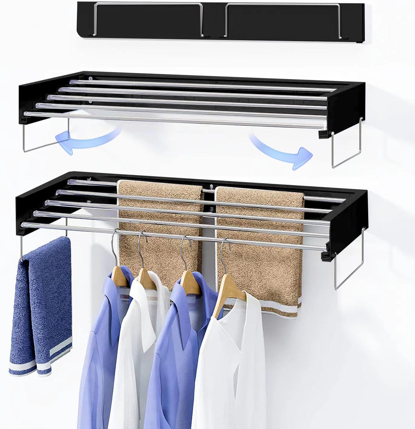 Amazon.com: Wall Mounted Laundry Rack, Collapsible Clothes & Towel ...