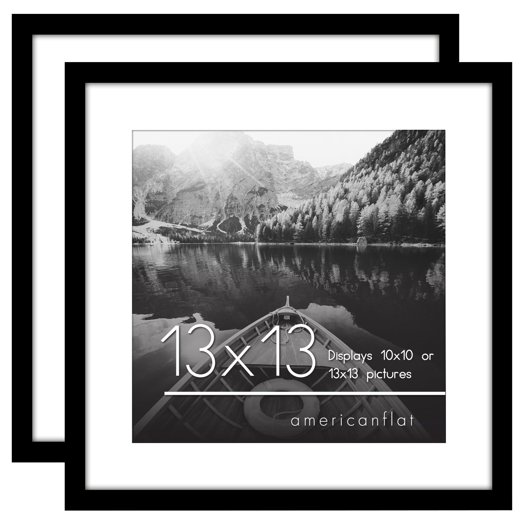 Americanflat 13x13 Picture Frame in Black - Set of 2 - Use as 10x10 ...