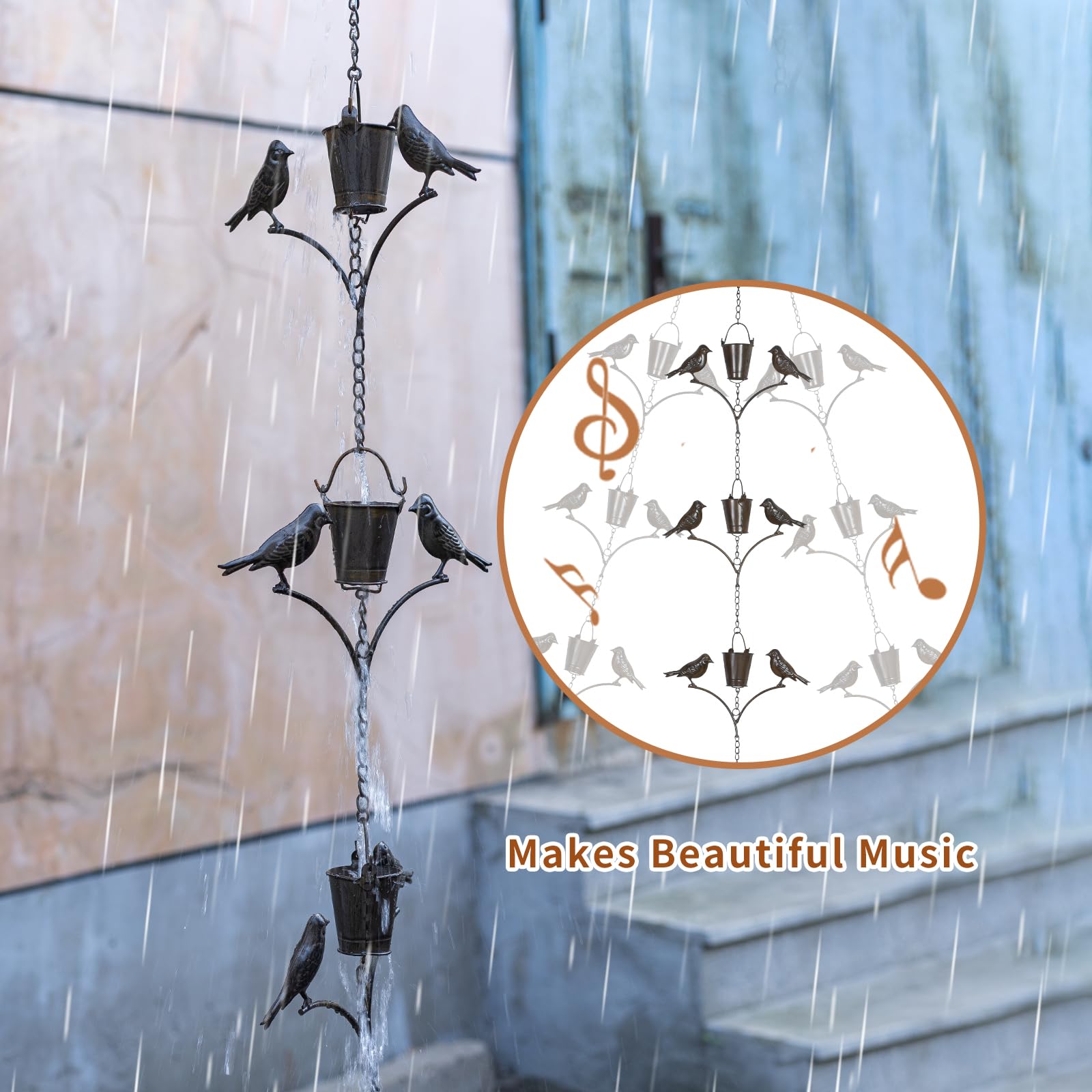 Gutter Downspout TZSSP Copper Rain Chain - 6.3FT Adjustable Downspout ...