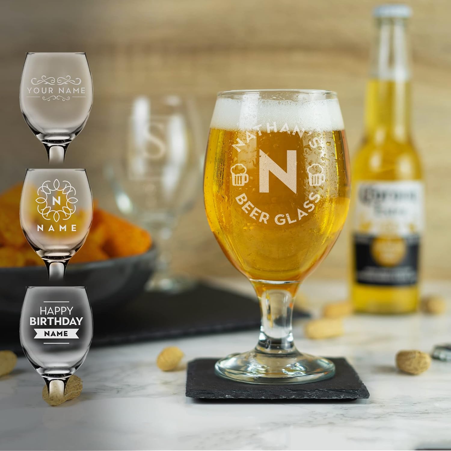 So Bespoke Personalised Engraved Stemmed Beer Glass (Style 6) : Amazon ...
