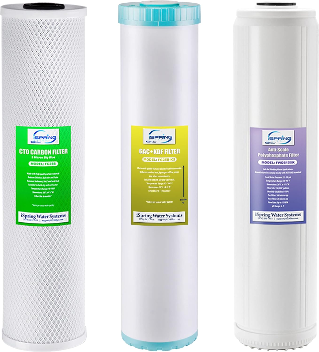 Amazon.com: iSpring F3WGB32BKDS 4.5” x 20” 3-Stage Whole House Water ...